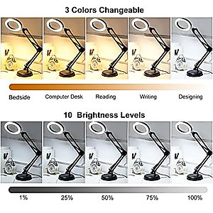 DLLT Dimmable Swing Arm Desk Lamp with Clamp, 68 LED Flexible Architect Work Lamp, 3 Colors 10 Brightness, Adjustable Desk Lamp, Multi-Joint Table Lamp for Study, Office, Computer, Art, Work Lighting