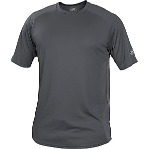 Rawlings Mens Crew Neck Short Sleeve T-Shirt Dark., Graphite, Adult 3X-Large