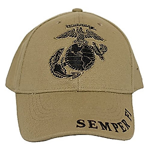 U.S Marine USMC Semper Fi Logo Eagle Embridered Cap Hat Beige