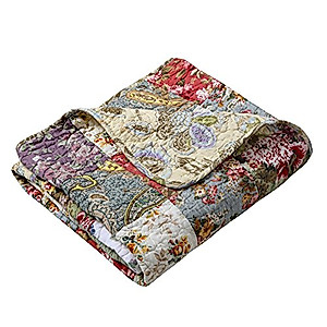 Greenland Home Antique Rose Throw Blanket, Full, Ecru & Blooming Prairie Throw Blanket, Full, Multi