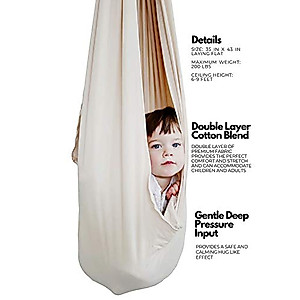 Marlowe & Co Indoor Sensory Therapy Swing for Children, Double Layer Cotton Swing, Hardware Included, Swing and Hammock Chair for Sensory Integration (Oat)
