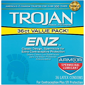 Trojan ENZ Armor Spermicidal Lubricated Condoms - 36 Count