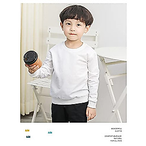 AdaliaFaye Boys' Crewneck Sweatshirt Girls Sport Long Sleeve Cotton thin Kids Toddler Casual Solid T-Shirt Pullover Tops White