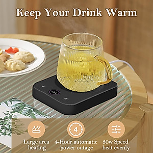 Coffee Mug Warmer for Desk, Coffee Cup Beverage Warmer, 4 Hours Auto Shut-Off Candle Heating Plate for Office, Home and Travel with 3 Temperature (Black)