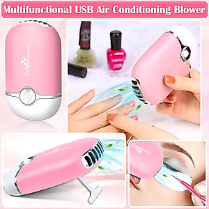 Modacraft Eyelash Extension Supplies Kit for Beginners with USB Air Conditioning Blower 2 Lash Tweezers, 100 Mascara Brushes, 50 Micro Applicators 50 Ring Cup Holders, 2 Tapes 10 Eye Gel Pads