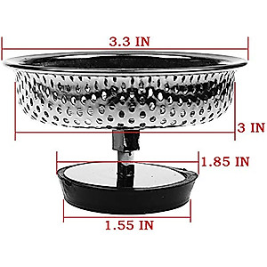 Pack of 2 Kitchen Sink Drain Strainer Basket and Stopper