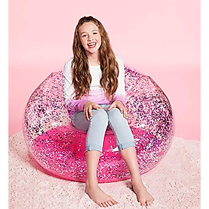 Make It Real Pink Glitter Confetti Inflatable Chair