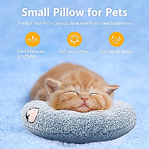 ucho Pillow for Cats, Ultra Soft Fluffy Pet Calming Toy Half Donut Cuddler, U-Shaped Pillow for Pet Cervical Protection Sleeping Improve- Blue
