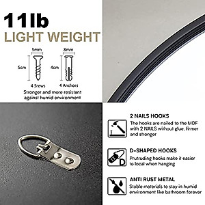 HOWOFURN Wall Mounted Mirror, 20’’x30’’ Oval Bathroom Mirror, Black Vanity Wall Mirror w/ Stainless Steel Metal Frame & Pre-Set Hooks for Vertical & Horizontal Hang, Ideal for Bedroom, Bathroom