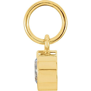 Solid 14k Yellow Gold Solitaire 4mm Round Simulated Aquamarine Birthstone Pendant Charm