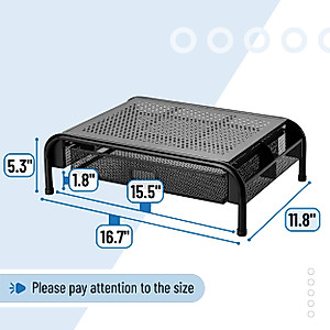 Mr. Pen- Metal Mesh Monitor Stand with Drawer, Computer Monitor Stand for Desk, Computer Stand for Desktop Monitor, Monitor Stand with Storage, Monitor Riser with Storage, Desktop Monitor Stand