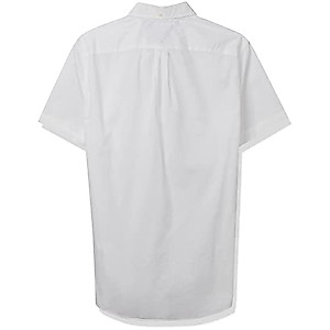 Tommy Hilfiger Men's Short Sleeve Button Down Shirt in Custom Fit, Bright White, Medium