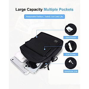Black Small Side Shoulder Bag Crossbody Bag For Men Women Mini Messenger Bag Satchel Travel Purse Passport Holder Bag, Cell Phone Purse Neck Pouch Wallet- Unisex