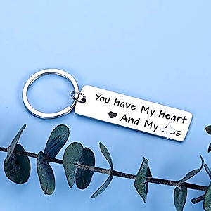 Funny Husband Boyfriend Christmas Valentines Day Gift Keychain from Girlfriend Wife Funny Wedding Stocking Stuffer Anniversary Birthday Gag Gifts for Couple Women Men You Have My Heart Present Him Her