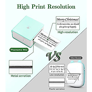 Phomemo Sticker Printer - M02 Mini Photo Printer, Bluetooth Portable Thermal Instant Sticker Maker, for iOS + Android, for Photo, Learning, Journal, Study Note, Christmas, Good Gift (Ice Cream Green)