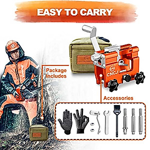 Chainsaw Sharpener, Chain Saw Sharpener Tool Hand Crank Chainsaw Chain Sharpening Jig with Carry Bag 5mm Burr Suit 6"-22" Chain Saws & Electric Saws Easy to Use for Lumberjack Garden Worker