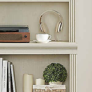 JAHRSTIM Multi-Depth Bookshelves and Bookcase Floor Standing 5 Tier Display Shelves Organizer and Storage, 72in Tall Bookshelf for Home Office, Living Room, Bed Room, Kitchen, Cream