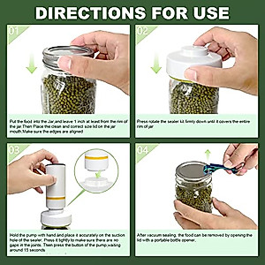 Electric Mason Jar Vacuum Sealer - Food Vacuum Saver Can Sealer Jar Seal Pump Kit Accessories for Wide and Regular Mouth Mason Jars Compatible with FoodSaver Vacuum Canning Sealer Machine Attachment