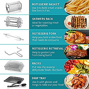 Ultrean Air Fryer oven, 12.5 Quart Airfryer Toaster Oven with Rotisserie,Bake,Dehydrator,Auto Shutoff and 8 Touch Screen Preset, 8 Accessories & 50 Recipes