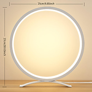MAYTHANK Desk Lamp,Metal Circle Ring Table Lamps Bedside Lamp for Nightstand, Modern Minimalist Lamps/Led Warm Light for Bedroom/Living Room,10 Inch