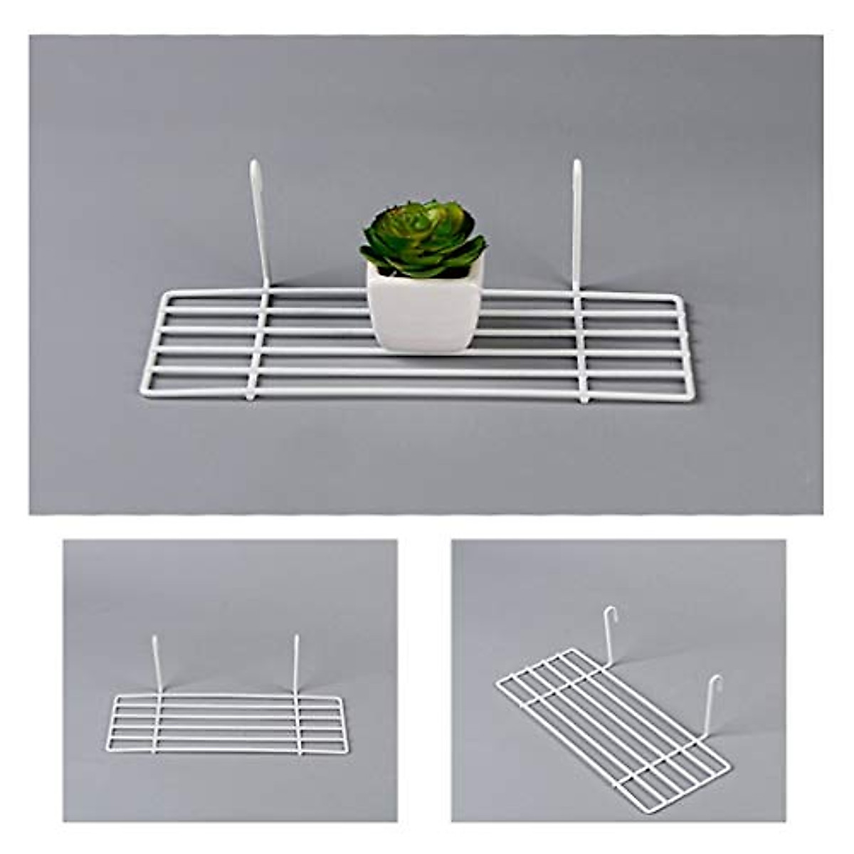 VOSAREA Hanging Straight Shelf for Wire Wall Grid Panel Display Rack Home Room Decor 25x10cm (White)