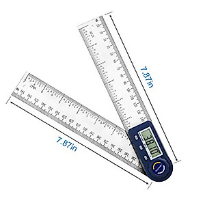 Digital Angle Finder,2 in 1 Digital Protractor, 7 inch / 200mm Stainless Steel Digital Angle Ruler with Zeroing and Locking Function