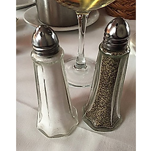 (Set of 12) 1 oz. Tower Salt and Pepper Shakers, Tall Glass Body Mini Salt and Pepper Shakers for Restaurant by Tezzorio