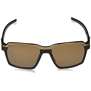 Oakley Men's OO4143 Parlay Rectangular Sunglasses, Matte Rootbeer/Prizm Tungsten Polarized, 58 mm