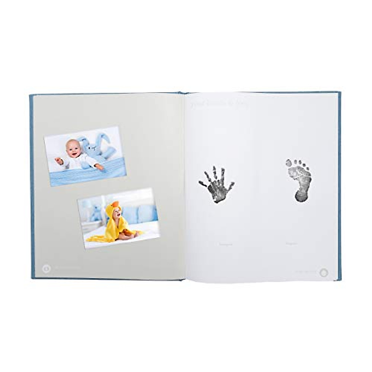 Pearhead Chambray Baby Book, Gender Neutral Baby Journal, Newborn Milestone Photo Album, Handprint or Footprint Keepsake Kit, Blue 9x10.75x0.6 Inch (Pack of 1)