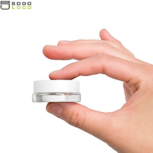 (90 Pack) 7ml Low Profile Thick Glass Jars with White Lids - Airtight Containers for Oil, Lip Balm, Wax, Cosmetics