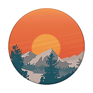 Retro Mountain Sunset and Red-Yellow Sky PopSockets Swappable PopGrip