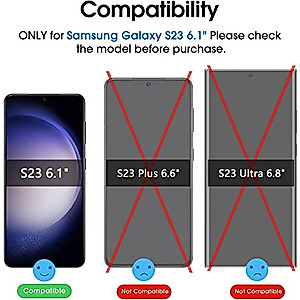 amFilm 2 Pack Hybrid Screen Protector for Samsung Galaxy S23 5G 6.1 Inch [100% Fingerprint ID Compatible] with 2 Pack Tempered Glass Camera Lens Protector and Easy Installation Tray, HD Clear