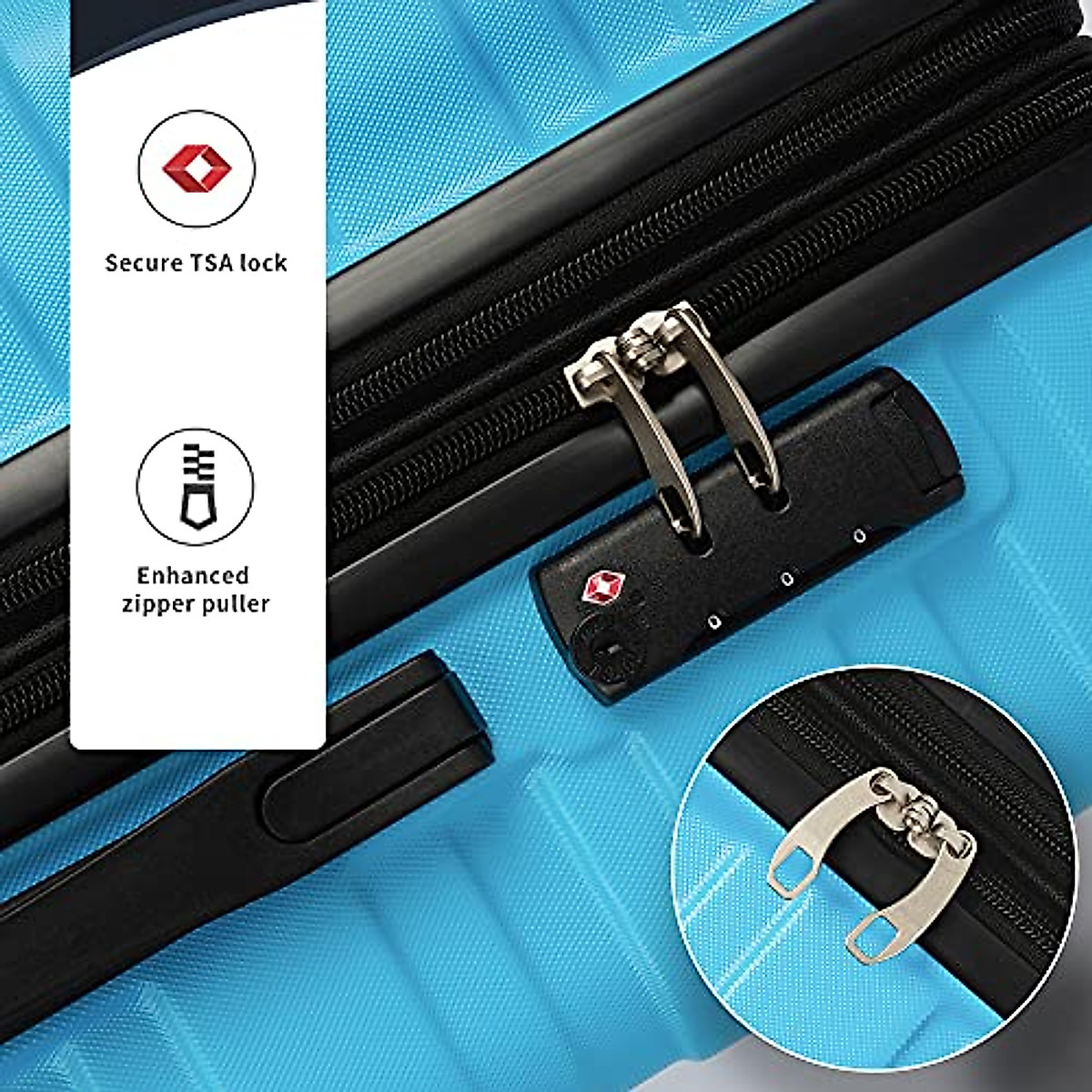 Merax Luggage Sets TSA 3 Piece Spinner Suitcase Lightweight 20 24 28 inch (Elegant blue)