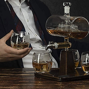 Decanter Set Whiskey Decanter Wine Decanter Whisky Glasses Decanter Set of 4 Whiskey Stones and Glass Gift Set Decanter Set Crystal Decanter Ships Decanter Wine Decanters-default