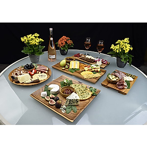 Pacific Merchants Acaciaware Acacia Wood Square Plate, Set of 4, 12" by .75". Sustainable, Hand Made, Large Square Tray For Charcuterie, Appetizers, Cheese, Sushi.