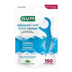 GUM - 888JC Advanced Care Flossers, Fresh Mint, Vitamin E & Fluoride, 150 Count (Pack of 4)