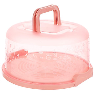 PAREKS Portable Round Cake with Handle Pie Saver Cupcake Container Carriers with Dome Lids Pink/1191