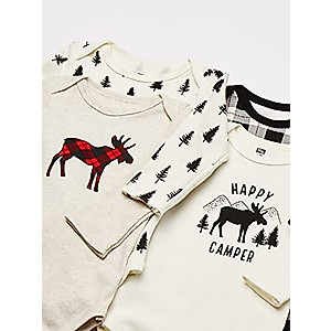 Hudson Baby Unisex Baby Cotton Long-sleeve Bodysuits, Moose, 18-24 Months