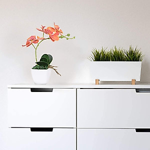 Moldiy Artificial Fake Flowers with Vase for Home Office Garden Party Wedding Decor (Orange)