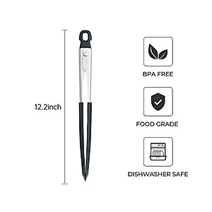 Zuutii Kitchen Tongs with Silicone Head,12.2" Stainless Steel Cooking Tongs for Kitchen,482°F Heat Resistent Locking Tongs,Versatile Serving tongs for Cooking,Dark Grey