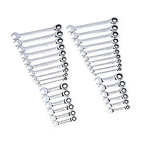 GearWrench Combination Ratcheting Wrench Set With Stubby Wrenches And Carrying Case, 32 Piece
