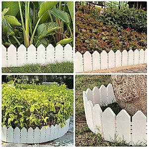 CAROYINO Landscape Edging 6.7" High x 14" Long,Garden Edging Kit - 10.5 ft, with Anchoring Spikes, for Decorative Garden Edge Lawn Landscaping (9 Pieces - White)