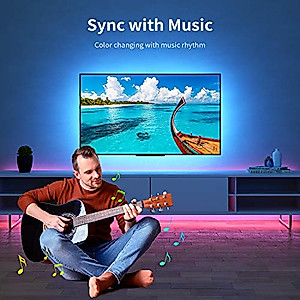 Hiromeco Bluetooth 21FT TV LED Backlight for 82 95 Inch, USB TV Background Lights Kit with APP Control, Music and Multiple Scene Mode, 16 Million Colors Changing Lights for PC Monitor Gaming Room.