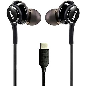 OEM UrbanX 2021 Stereo Headphones for Samsung Galaxy S A52 5G/A53/M54/M14/F04/A54/A34/A14 5G/A14/S20/21+ 5G/S22/S23 Braided Cable with Microphone USB-C Connector - Black