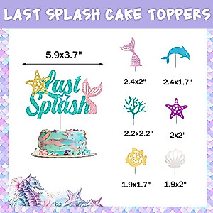 Last Splash Bachelorette Party Decorations, Hombae Mermaid Bachelorette Party Bridal Shower Fringe Curtain Mermaid Tail Sea Shell Ring Balloon Glitter Banner Cake Topper Teal Blue Purple Pink