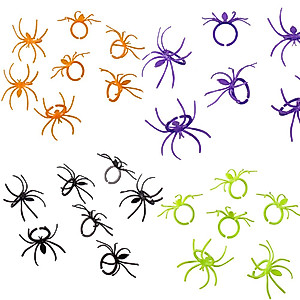 Crazy Night Halloween Spider Rings Plastic Cupcake Topper Halloween Party Favors -144 pcs (Multicolored)