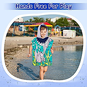 6 Pack Hooded Beach Towel for Kids Hooded Bath Towel 47 x 24 Inch Towel Poncho Kids Towel Set Microfiber Baby Towel for Girls Boys Between 1-7 Years Bathroom Beach Swim Supplies (Dinosaur, Shark)