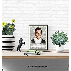 Ruth Bader Ginsburg Wall Art Print - Inspirational Quote Dictionary Home Decor Picture - Upcycled Motivational Decoration for Office, Living Room, Apartment - Gift for RBG Fans - 8x10 Poster