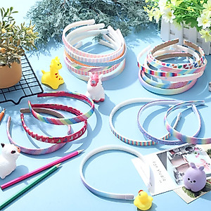 20 Pcs Rainbow Headbands Thin Glitter Sequin Headbands Plain Sweet Hairband Children Head Bands Cloth Headbands Sequin Printed Heart Mermaid Headband Skinny Sparkle Hairband Headband for Girls Toddler