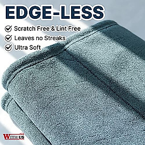 WITHUS LuxWipe Korean Microfiber Towels for Cars - Large Size for Cleaning, Drying & Car Care, Premium Cloth Featuring Lint-Free Edge-Less to Prevent Scratching 20 x 28